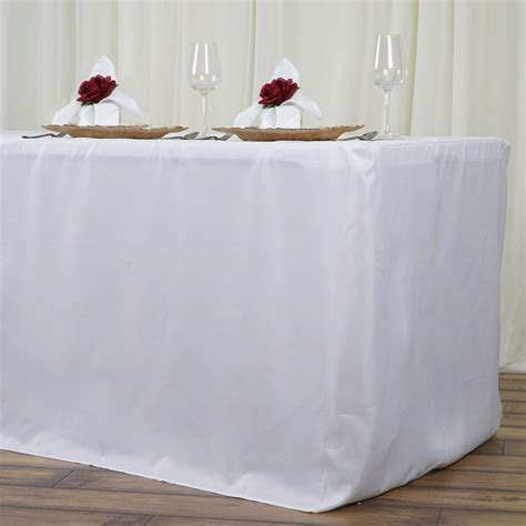 Buy 8ft White Fitted Polyester Rectangular Table Cover Pack Of 1