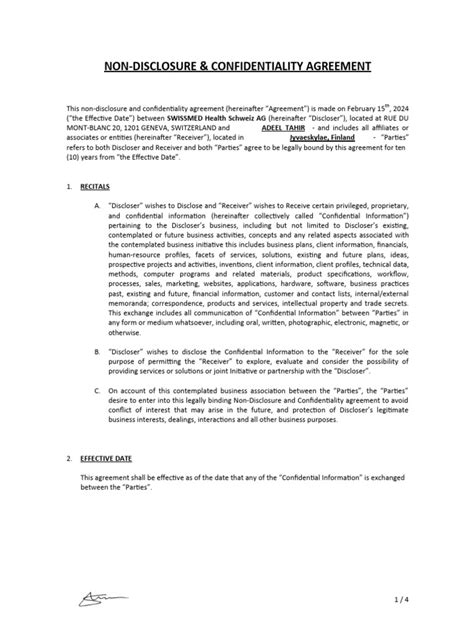 Nda Adeel Tahir Pdf Indemnity Non Disclosure Agreement