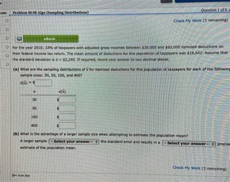 solved ons problem 06 08 algo sampling distributions