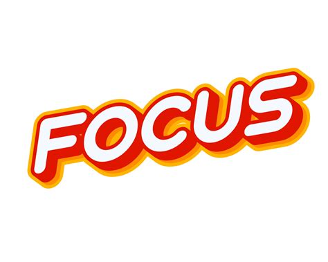 Focus Phrase Lettering Isolated On White Colourful Text Effect Design