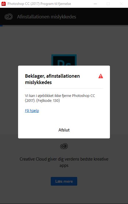 Uninstall Photoshop Failed Error Code Adobe Community