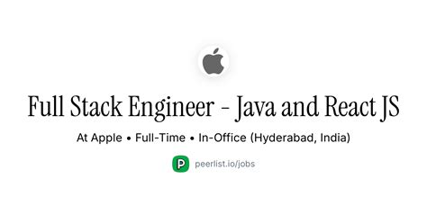 Full Stack Engineer Java And React Js At Apple