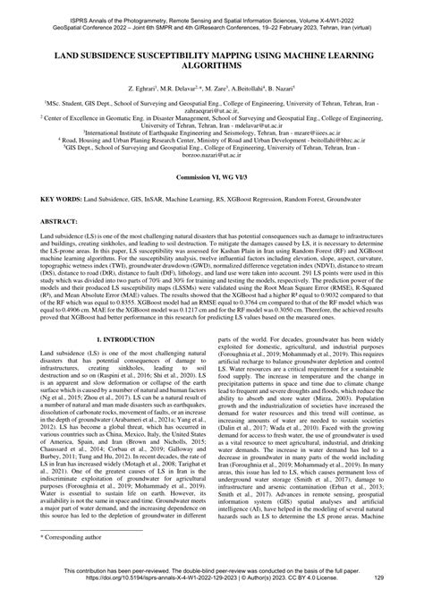 Pdf Land Subsidence Susceptibility Mapping Using Machine Learning