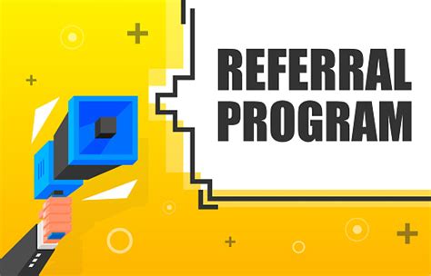 추천 프로그램 배너 템플릿입니다 메가폰을 사용한 마케팅 전단지 등분 및 픽셀 스타일 소매 프로모션 및 공지를 위한 템플릿입니다