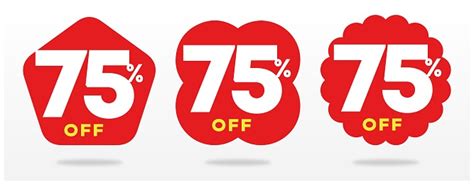 75 할인 태그 제품 값 가격 상거래 빨간색 웹 판매 제공 스티커 모양 라벨 스티커 할인 마케팅 소매 상점 배너 아이콘 설정 75에 대한 스톡 벡터 아트 및 기타 이미지