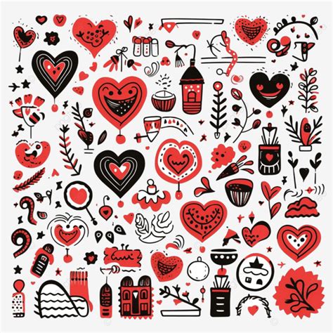 스티커와 클립아트를 위한 발렌타인데이 낙서 세트 하트 스티커 사랑 스티커 웨딩 하트 Png 일러스트 및 이미지 에 대한 무료 다운로드 Pngtree