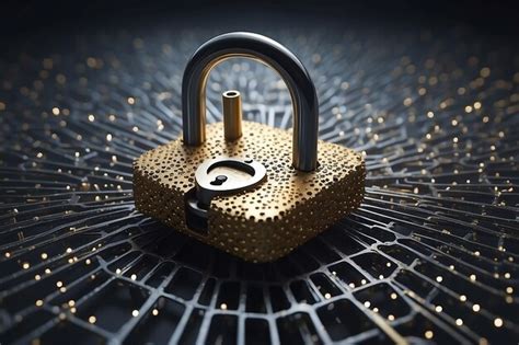 A Padlock Surrounded By Network Of Dots Background Premium Ai