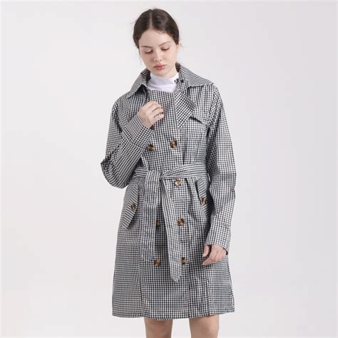 퀸잇 [25ss] 트렌치코트 체크 골프비옷