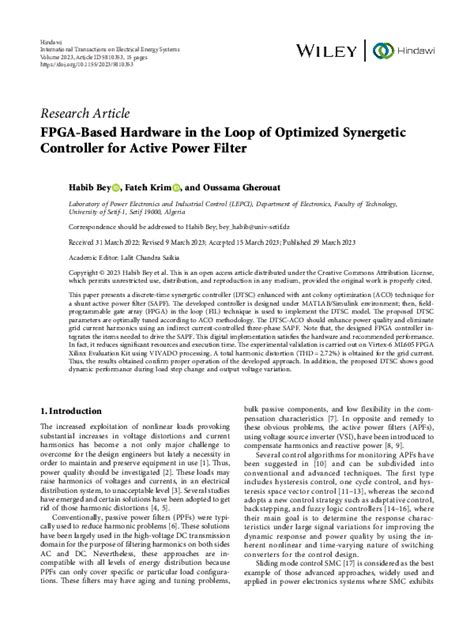 Pdf Fpga Based Hardware In The Loop Of Optimized Synergetic