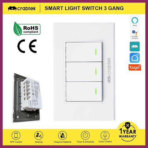 Crabtek FX Smart WV WiFi K Push I Button Y Automated T Smart X Light Wj Switch 1 2 3 Gang Works
