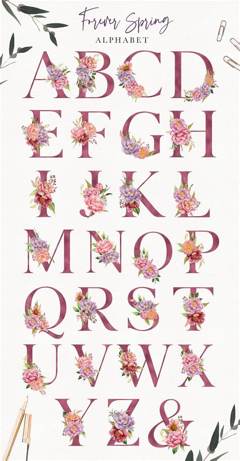 Watercolor Floral Alphabet Rose Alphabet Monogram Letters Etsy Artofit