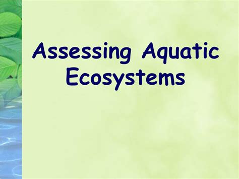 Ppt Assessing Aquatic Ecosystems Powerpoint Presentation Free