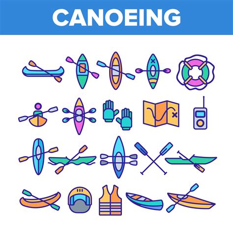 Canoeing Active Rest Vector Color Line Icons Set 9974929 Vector Art At Vecteezy
