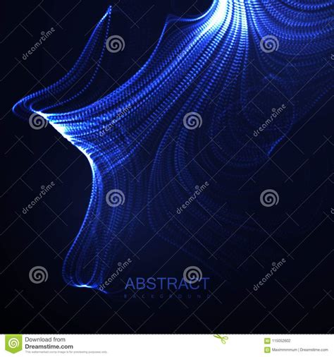 3d Illuminated Abstract Digital Wave Of Glowing Particles Stock Vector