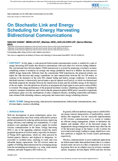 Pdf On Stochastic Link And Energy Scheduling For Energy Harvesting