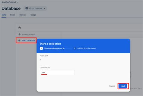 Click On Start Collection Write User As Collection Id And Click Next
