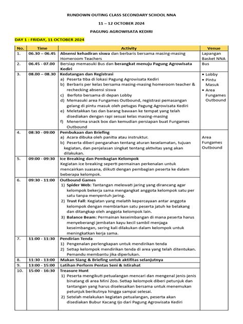 Rundown Outing Class Secondary School Nna 1 Pdf