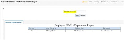 Embedding A Parameterised BI Report Within A Dashboard In Oracle HCM Cloud Application