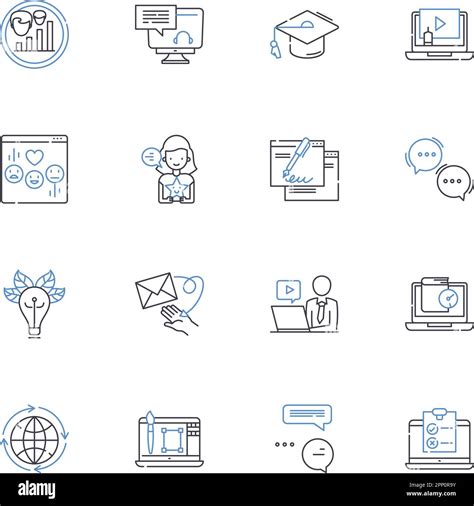 E Courses Line Icons Collection Online Classes Instructionals
