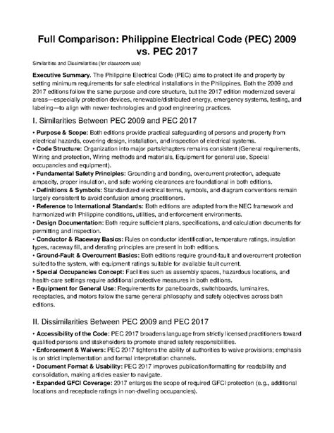 Pec 2009 Vs Pec 2017 A Comprehensive Comparison For Classroom Use