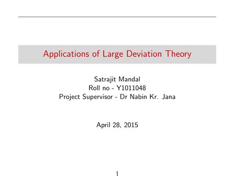 Pdf Applications Of Large Deviation Theory