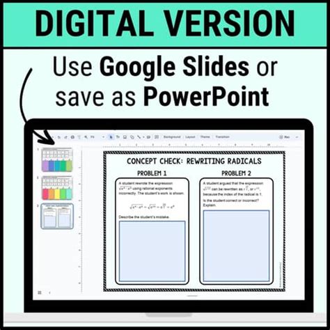 Rewrite Radical Expressions With Rational Exponents Activity Print And Digital