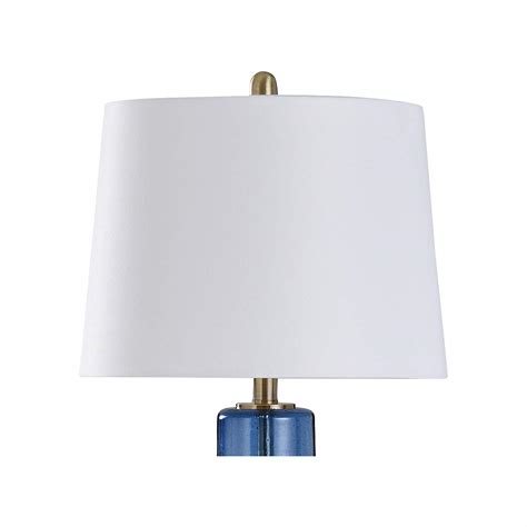 Patten Navy Seeded Glass And Antique Brass Metal Table Lamp 94c78