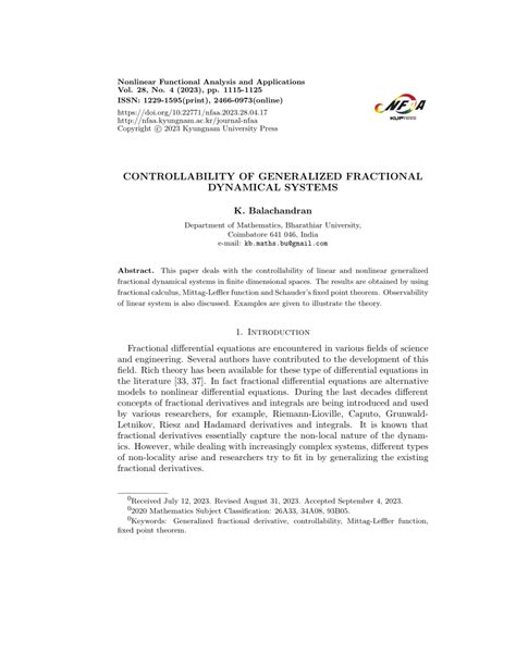 Pdf Controllability Of Generalized Fractional Dynamical Systems