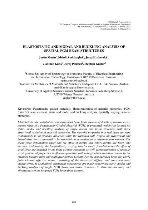 pdf elastostatic and modal and buckling analysis of spatial fgm beam