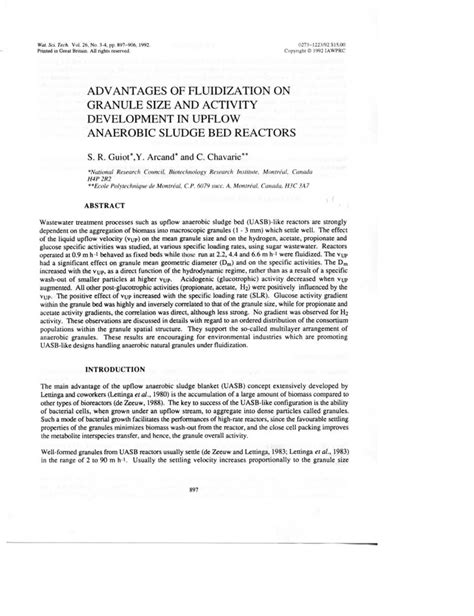 Pdf Advantages Of Fluidization On Granule Size And Activity Development In Upflow Anaerobic