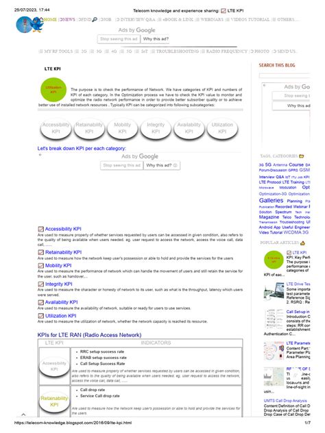 Differents Types De Kpis En Lte En Pdf Lte Telecommunication 3 G