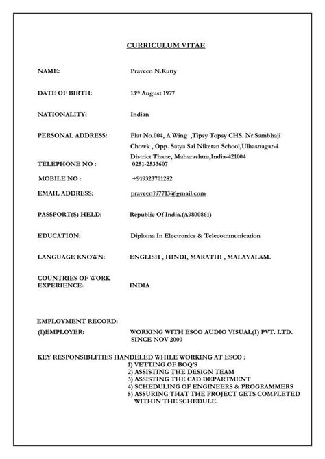 BIODATA FORMATS Free Job Cv Example Bio Data For Marriage Biodata Format Download Biodata