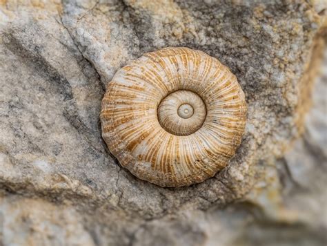 Fossilized Mollusk With Spiral Shell Wellpreserved In A Rock Matrix