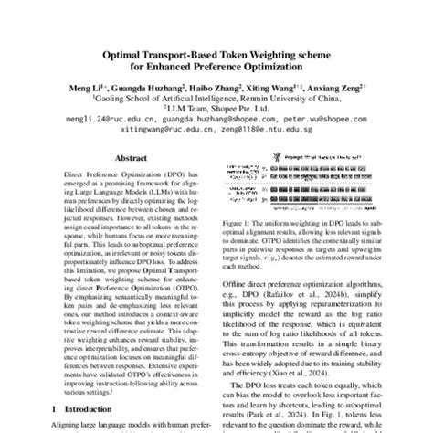 Optimal Transport Based Token Weighting Scheme For Enhanced Preference Optimization Acl Anthology