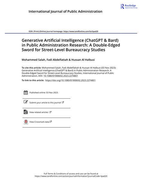 (PDF) Generative Artificial Intelligence (ChatGPT & Bard) in Public Administration Research: A ...
