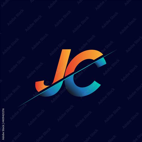 Jc Initial Logo Company Name Colored Blue And Orange Simple And Modern