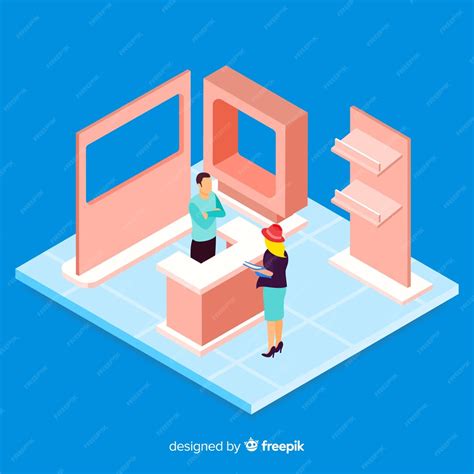 아이소 메트릭 디자인 스탠드 전시회 무료 벡터