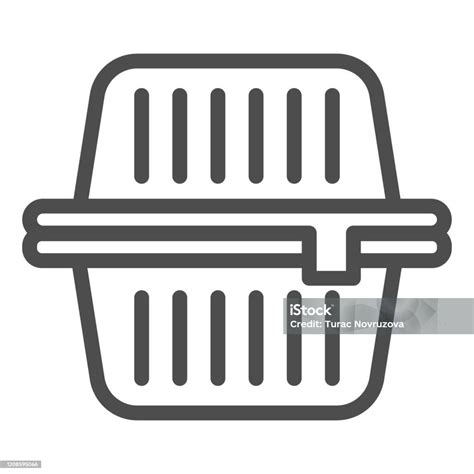 식품 상자 라인 아이콘입니다 주방 용품 보존 용기 식사 탱크 플라스틱 제품 디자인 개념 흰색 배경에 윤곽 스타일 픽토그램 웹 및 응용 프로그램에 사용 Eps 10 아이콘에