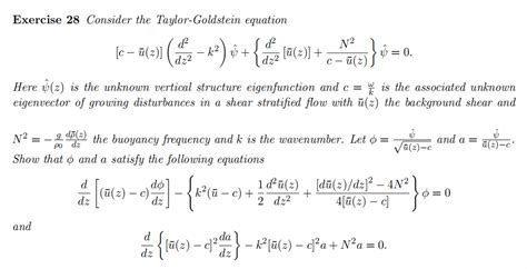Exercise 28 Consider The Taylor Goldstein Equation N2