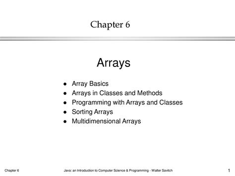 Arrays Chapter 6 Array Basics Arrays In Classes And Methods Ppt Download