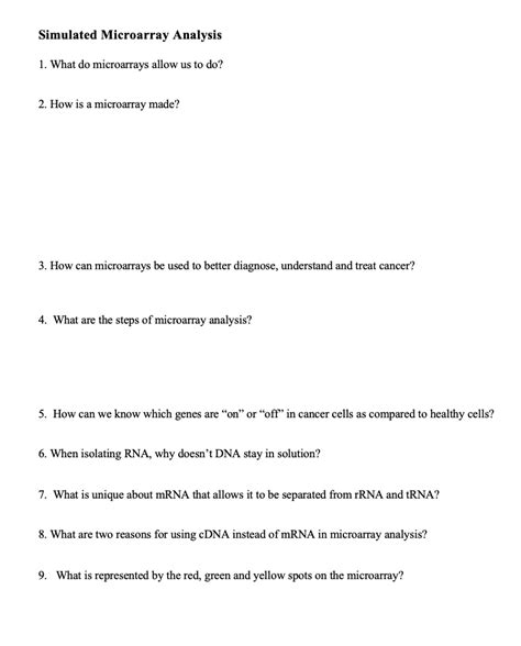 solved simulated microarray analysis what do microarrays allow us to