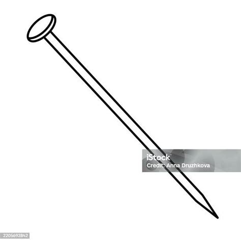 손으로 그린 낙서 손톱 벡터 일러스트 레이 션 검은 윤곽선 가정용 장비에 대한 스톡 벡터 아트 및 기타 이미지 가정용 장비 강철 건설 산업 Istock