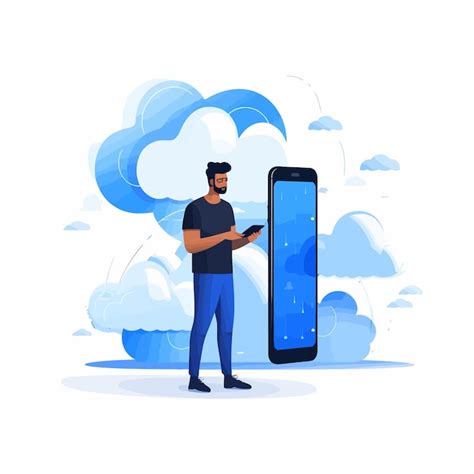 Premium Vector Cloudcomputingwithmanusingasmartphone