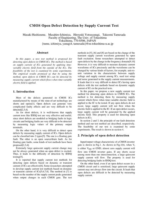 Pdf Cmos Open Defect Detection By Supply Current Test