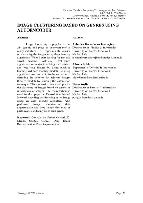 pdf image clustering based on genres using autoencoder