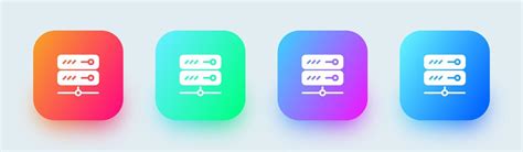 Server Solid Icon In Square Gradient Colors Database Signs Vector