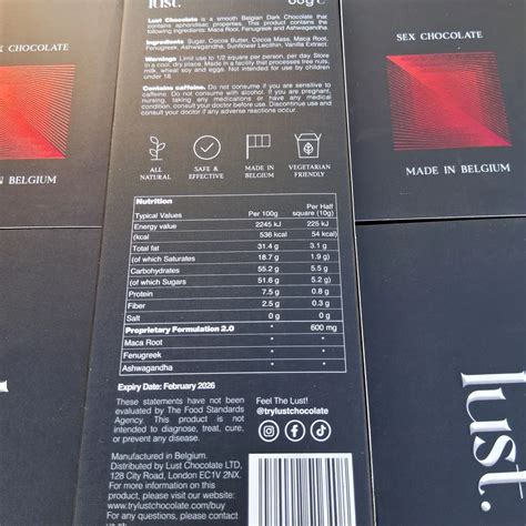 Lot 7024 Approximately 180 Bars Of Lust Sex Chocolate Made In Belgium 60g 5323427 Simon