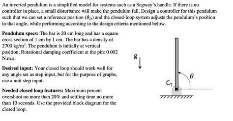 Solved Design The Following Closed Loop Controlled Chegg