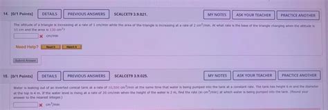 14 [0 1 Points] Detais Previous Answers Scalcet9 3 9
