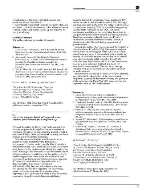 Pdf Interactive Computer Based Self Reported Visual Function Questionnaire The Palmpilot Vfq